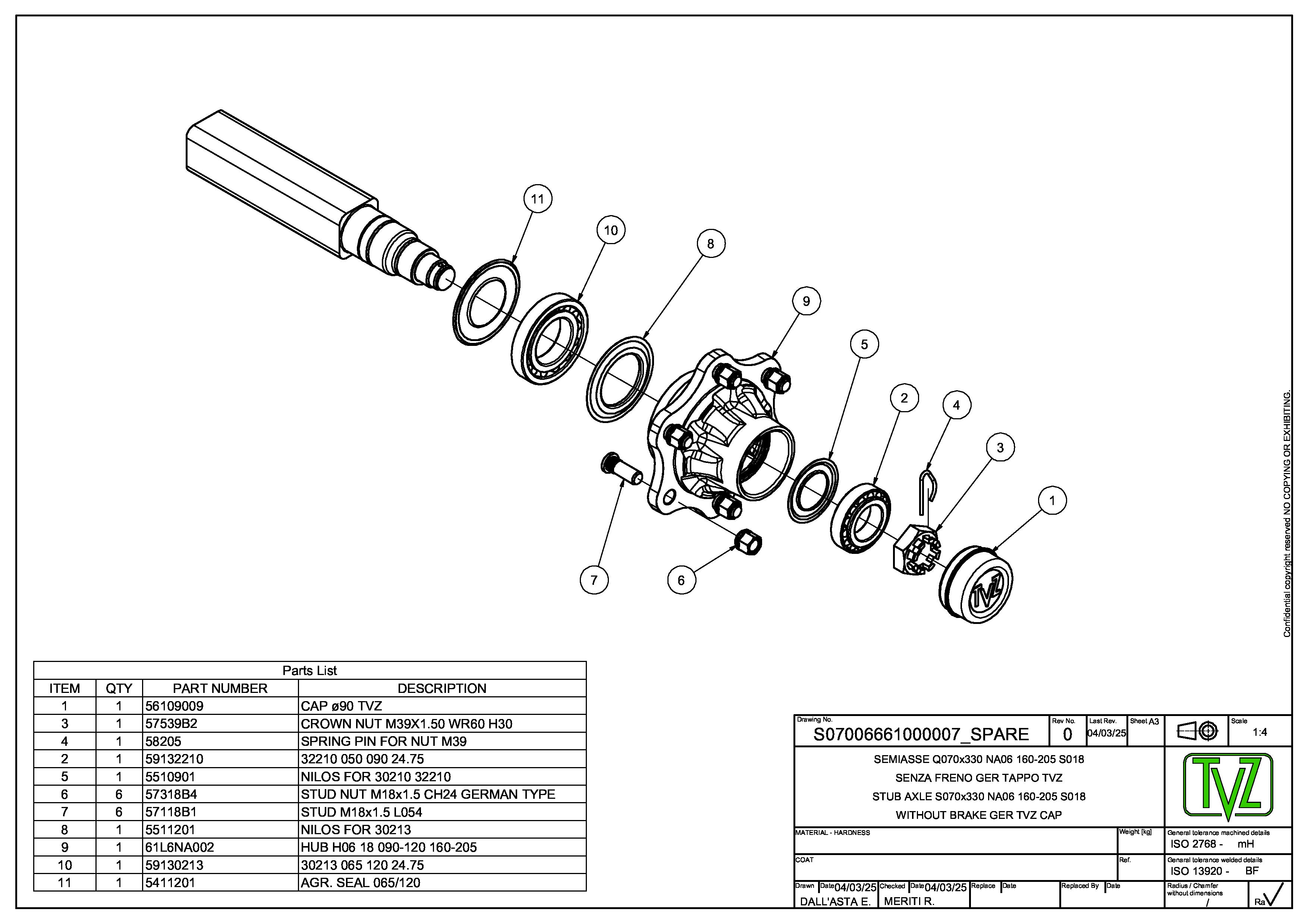 Hub & Spindle Assembly, 6 Bolts, Load Capacity 7,800 lb, Square spindl