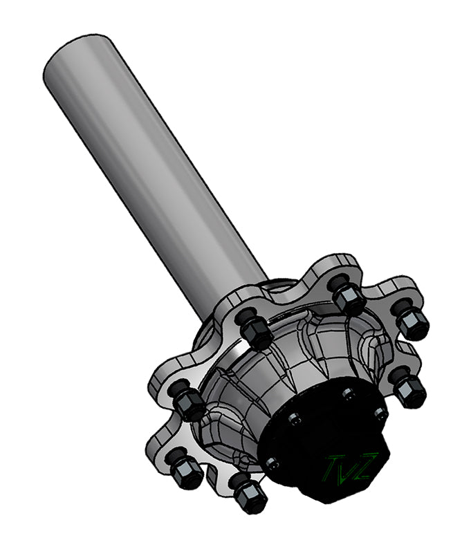 Hub & Spindle Assembly, 8 Bolts, Load Capacity 11,000 lb, Round spindl